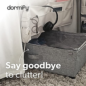 Dormify Storage Bin On Wheels | Under the Bed Storage | 24"L x 15"W x 8"H | Laundry Storage & Clothes Basket | Collapsible Laundry Basket | Laundry Tote College Dorm Essentials | Portable Laundry Bag | 16" x 20" | Grey | Small Space Living | Dorm & Bedroo