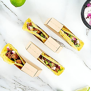Restaurantware Bio Tek Kraft Paper Small Taco Holder - Greaseproof - 4" x 1 1/4" x 2 1/4" - 200 count box