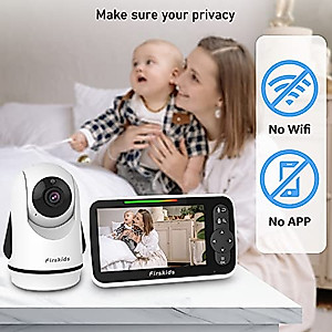 Firskids 5" Video Baby Monitor with Night Vision,2-Way Talk, VOX, Temperature Sense,3500mAh Battery Baby Monitor with Camera and Audio,Easy-to-Use,No WiFi Needed,1000ft Long Range