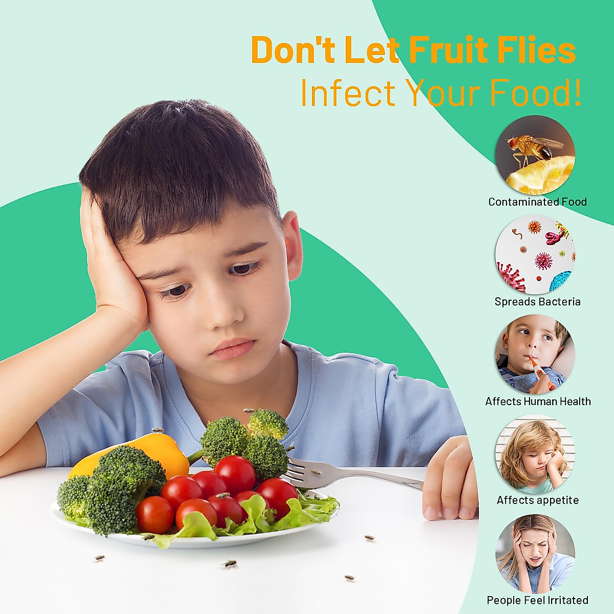 Fruit Fly Traps for Indoors and Outdoors:UWANTME Fruit Fly Killer with 12 Fruit Fly Sticky Traps, Easy to Use and Safe Food-Based Gnat Trap Reusable,2 Pack