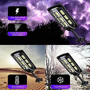 LAMPTEC Solar Street Light 4000W 150000lm Outdoor Lighting IP65 Waterproof with Remote Control, Brightness Control for Barn,Yard, Garden, Basketball Court, Driveway