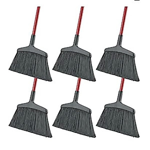 Commercial Wide Commercial Angle Broom, 55" Length, 15" Width, Black/Red (6)