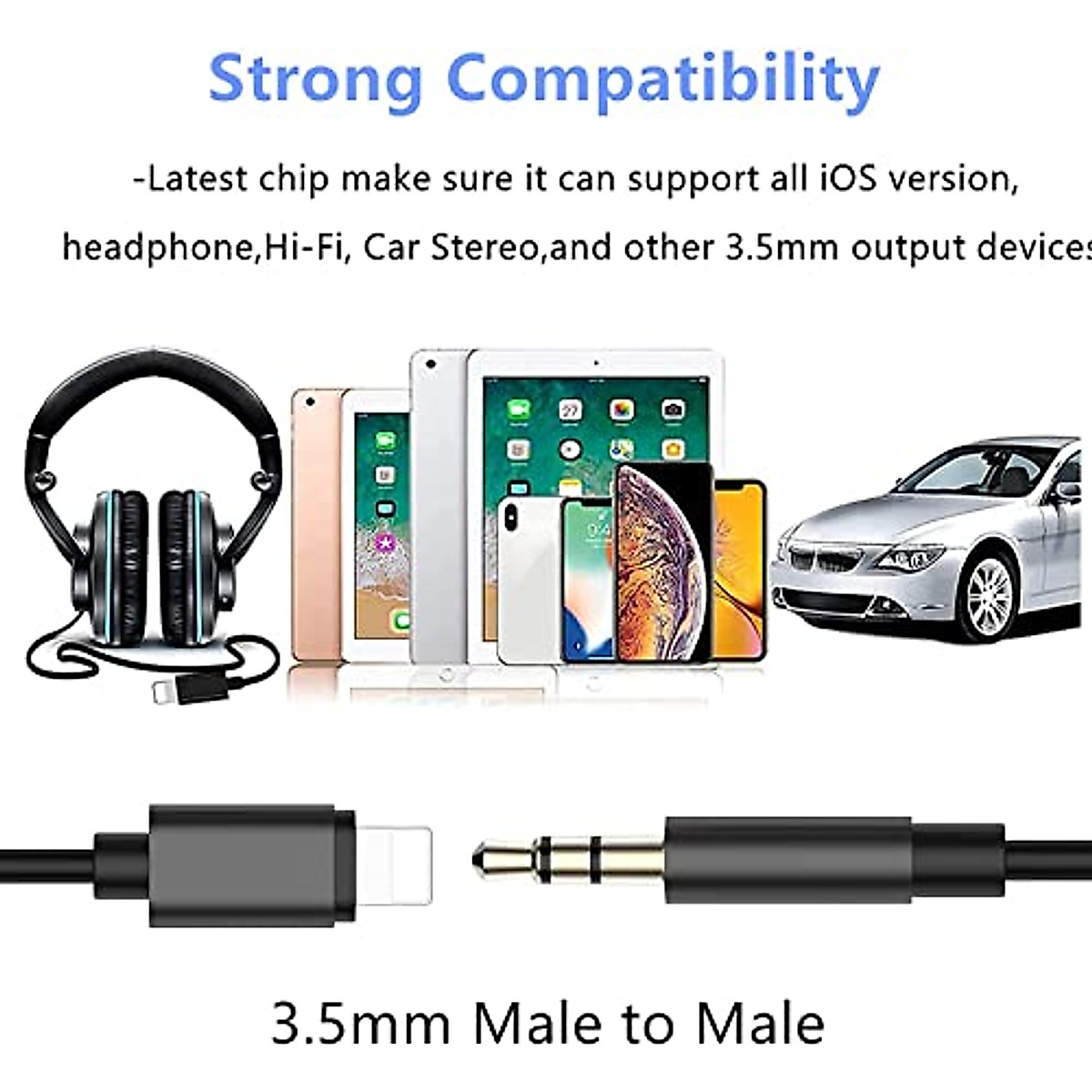 PAISE Aux Cord for iPhone,Apple MFi Certified Lightning to 3.5mm Aux Audio Cable for Car Compatible for iPhone 12/11/XS/XR/X 8 7 6 5,Home Stereo, Headphone - 3.3ft(Black)