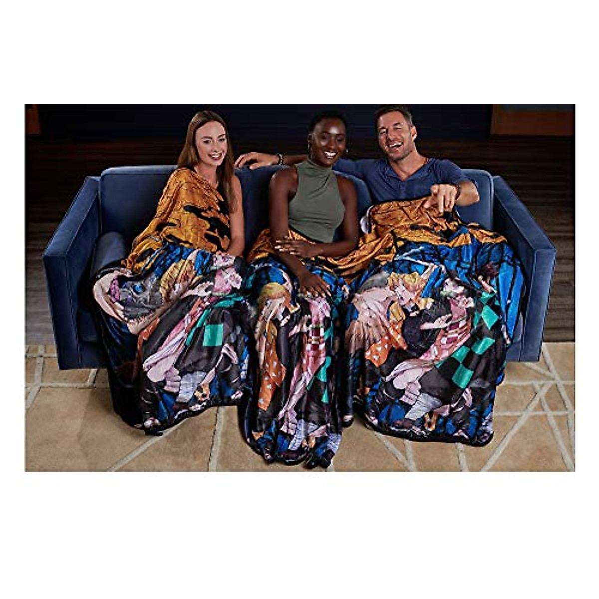 Surreal Entertainment Demon Slayer Blanket- Officially Licensed Merchandise from The Anime Demon Slayer- Comfy Lightweight Fleece, Throw, 45x60 inches (Yellow)