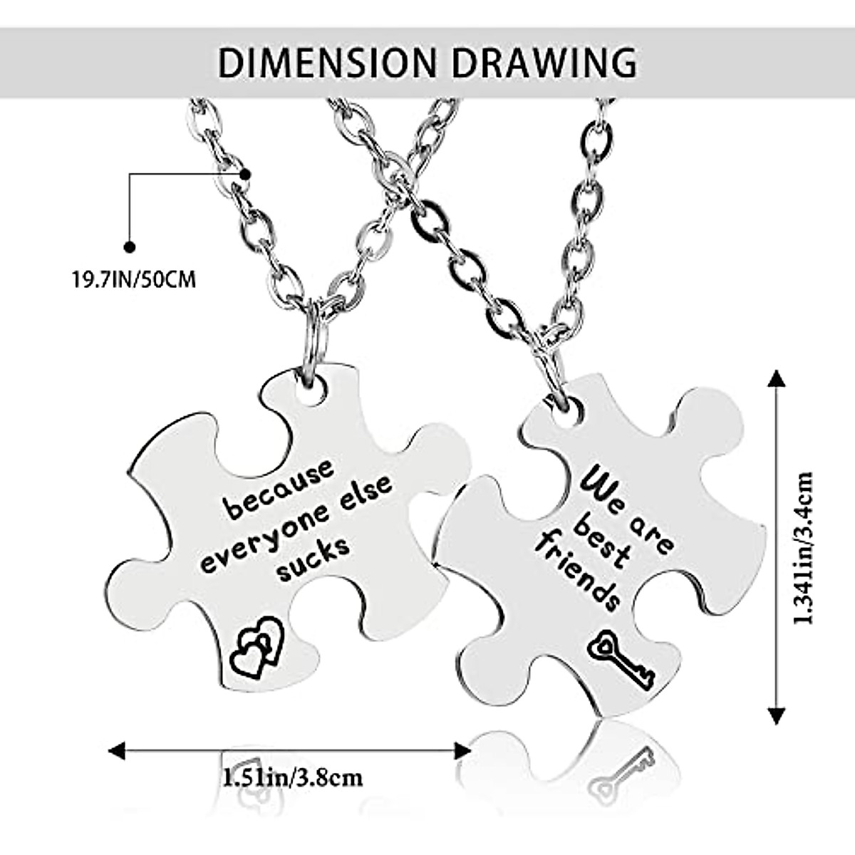 MJartoria Best Friend Necklaces, Friendship Necklace Puzzle Piece Necklaces Set Gifts for Women Teens BFF Necklace for 2 (we are best friend because everyone else ...)