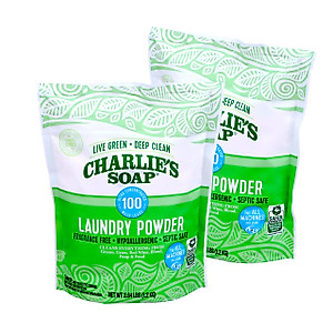 Charlie's Soap Laundry Powder (100 Loads, 2 Pack) Hypoallergenic Deep Cleaning Washing Detergent – Eco-Friendly, Safe, and Effective