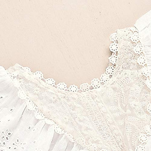 BGFKS Lace Ruffle Sleeve Romper Tutu for Baby Girl,Newborn Toddler Girls Bodysuit Tutu Dress with Flower Headband (White, 6-12 Months)