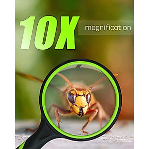 Wapodeai Magnifying Glasses, Magnifying Glass 10X Handheld Reading Magnifier for Seniors & Kids, 75mm Large Magnifying Lens with Non-Slip Rubber Handle for Reading and Hobbies.