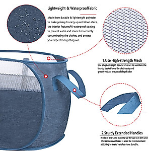 pop-up laundry basket，with Durable Handles collapsible Mesh laundry Hamper,Easy to Open and Fold,Premium Cationic Fabric… (Cationic blue+blue)