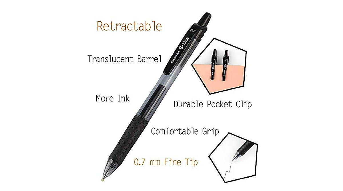 Black Gel Pens 46 Pack (20 Pens + 26 Refills) - Smooth Writing