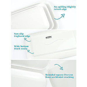 HAPPY KIT 3 Tier Serving Tray with Tong, Ceramic Rectangular Serving Platters for Cupcake Stand Display, 16/14/12inch Tiered Serving Tray with Collapsible Sturdy Metal Rack for Dessert Server Display