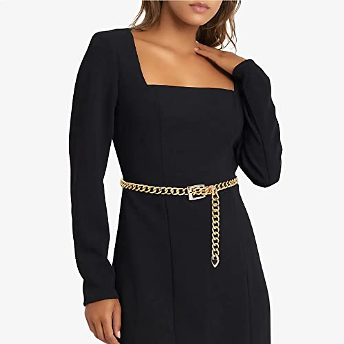 Suyi Chain Belts for Women Girls Metal Waist Belt for Dresses Plus Size 130CM Gold