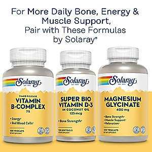 Solaray Cal-Mag Citrate 2:1 with D-3 & K-2 Capsules 180 Count