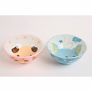 Mino ware Japanese Pair Kids Rice Bowl Dog & Koala Set made in Japan (Japan Import) MIG004