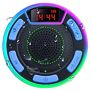 Bluetooth Speakers, DuoTen IPX7 Waterproof Wireless Portable Bluetooth Speakers w/LED Display, FM Radio, Suction Cup, Light Show, Loud Stereo Sound and Bass for Shower, Pool, Party, Travel, Outdoors