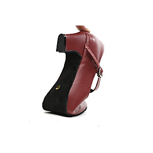 Minishion GL245 Women's Mary Jane Style Burgundy Leather Low Heel Latin Social Prom Dance Pumps US 8