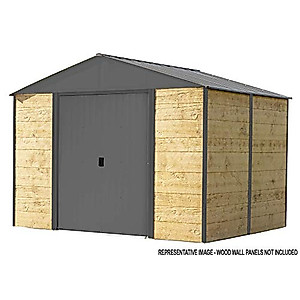 Arrow Shed 8' x 8' Ironwood Galvanized Steel and Wood Panel Hybrid Outdoor Shed Kit, Anthracite