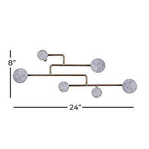 Deco 79 Wood 6 Hangers Wall Hook, 24" x 2" x 7", Gold