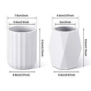 2 Pieces Silicone Pencil Holder Geometric Pen Cup Round Pen Container Desktop Pencil Stationary Holders Makeup Brush Holder for School Office Home Desk Supplies