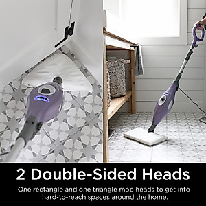Shark S3504AMZ Steam Pocket Mop Hard Floor Cleaner with 1 Rectangle and 1 Triangle Mop Head, Natural Powerful Steam, Easy Maneuvering, Triangle & Rectangle Washable Pads, Quick Drying, Purple