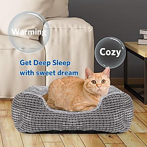 MARUNDA Heated Cats Bed for Indoor Use, Electric Cats Heated Bed Pets Heating Bed for Cats and Small Dogs, Washable Pets Bed with Automatic Heating Pad (23x20x7 Grey)
