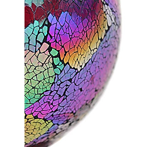 Gardener Select (16BFG05) Mosaic Glass Gazing Globe - Decorative Glass Gazing Globe/Ball/Sphere Lawn Ornament for Gardens (10 Inch, Red/Purple)