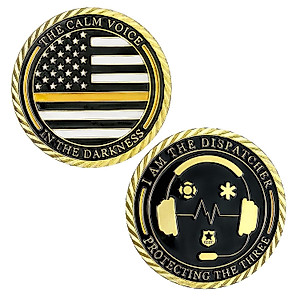 Thin Gold Line Challenge Coin Emergency Dispatcher for First Responders Gift