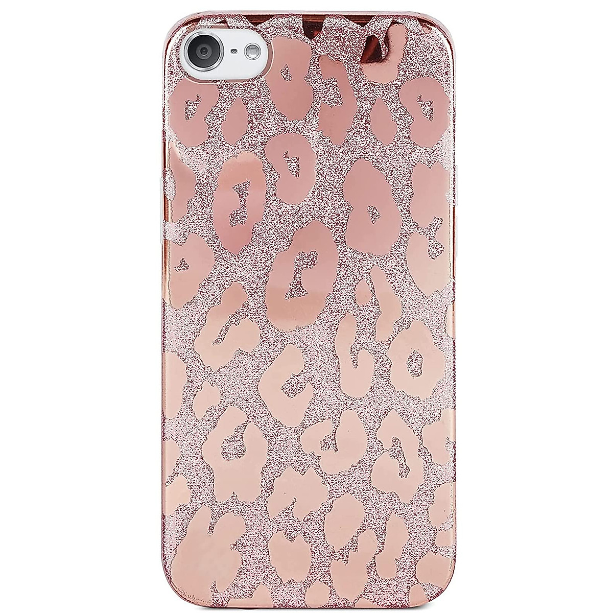 iPod Touch 7th Generation Case, J.west iPod Touch 6 iPod 5 Case, Luxury Saprkle Bling Glitter Metallic Leopard Print Design Soft Slim Protective Cases for Women Girls Silicone Cover Rose Gold