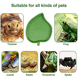 2 Pieces Leaf Reptile Food Water Bowl Plate Dish for Tortoise Corn Snake Crawl Pet Drinking and Eating, 2 Sizes