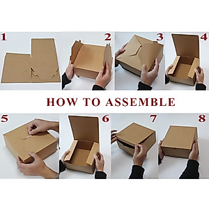 Brown Valentine's Day Gift Boxes 10 Pack 8x8x4 Inches, Paper Gift Box for Gift Packaging, Bridesmaid Proposal Box, Groomsmen Proposal Box, Birthday Party Box- Extra 20M String, 100g Shredded Paper Filler, 20xStickers