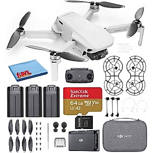 DJI Mavic Mini Fly More Combo Ultralight Foldable 3-Axis GPS Quadcopter Drone with 2.7K FHD Camera - 30 Min. Flight Time, 2.5 Mile Range, Includes 3 Batteries, Carrying Bag and More