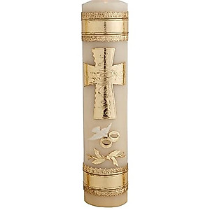 Wedding Unity Candle Set for Ceremonies, Gold Tone Commitment Candles Ornate Centerpiece for Marriage Reception and Ceremony, 3 Pieces Included