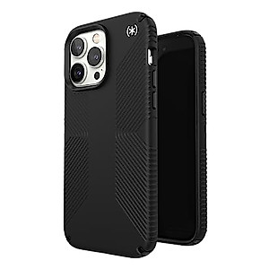 Speck iPhone 14 Pro Max Case - Drop Protection, Scratch Resistant, Dual Layer Slim Phone Case for 6.7 Inch iPhones 14 Pro Max - Built for MagSafe - Presidio2 Grip - Black/Black/White