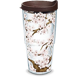 Tervis Tumbler 24 oz with Travel Lid, Cherry Blossom, 1 Count (Pack of 1)