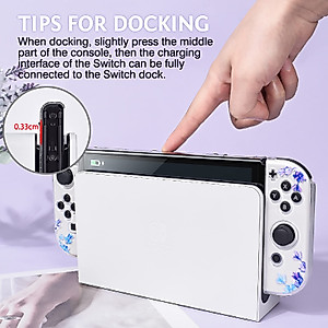 DLseego Floral Flower Case for Nintendo Switch OLED with Cute Purple Lavender Pattern for Women Girls, Anti-Scratch Dockable Clear Hard Shell Soft Shock-Absorption TPU Joy Con Cover