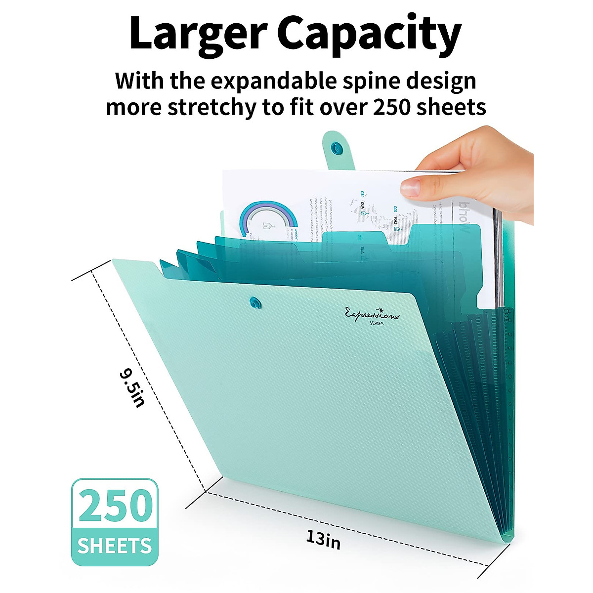 Sooez School Supplies File Folder, Letter Size Accordion File Organizer, Expanding File Folder for Document, Portable Paper Organizer for Office-Green