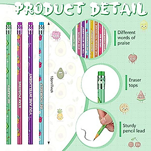 48 Pcs Scented Pencils for Kids Inspirational HB Pencils with Erasers Cylinder Colorful Fun Wood Pencils Motivational Graphite Pencils with Fruit Elements for School Office Classroom Students