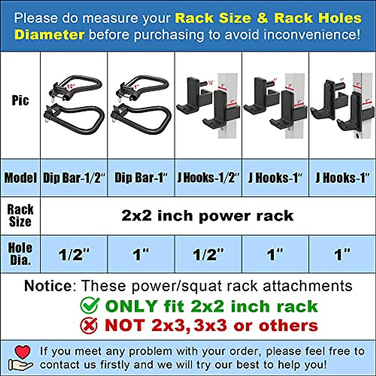 SELEWARE Solid Dip Bar Attachment for 2" x 2" with 1/2" Hole Power Cage Squat Rack, Set of 2 Dip Bar Multi-Grip Handles for Strength Training