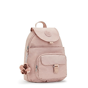Kipling Women's Queenie, Adjustable Backpack Straps, Monkey Keychain, Key Clasp, Top Carry Handle, Brilliant Pink, 10" L x 13.25" H x 6.25" D