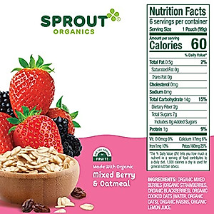 Sprout Organics, Mixed Berry & Oatmeal, 6+ Month Pouches, 3.5 oz (Pack of 12)