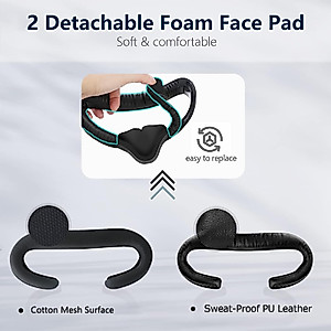 Hanpusen VR Face Pad for Oculus Quest 2 Accessories, 6-in-1 Set Facial Interface Bracket Face Cushion Cover, with 2pcs Sweat Proof Leather Foam Replacement, Lens Cover, Nose Pad, Shakes Stick Caps