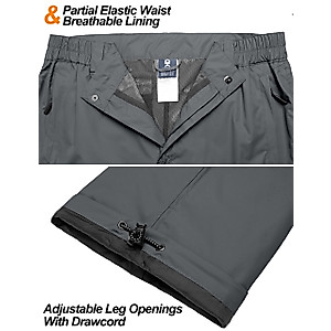 Little Donkey Andy Men's Lightweight Waterproof Rain Pants Breathable Hiking Pant for Outdoor Fishing Steel Gray S