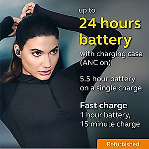 Jabra Elite Active 75t Navy Voice Assistant Enabled True Wireless Sports Earbuds with Charging Case (Renewed)