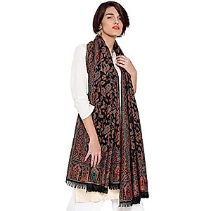 Weavers Villa Women's Pashmina Wool Blend Indian Handicraft Woven Shawls, Scarf, Wraps [Large Size: 40" X 80"]