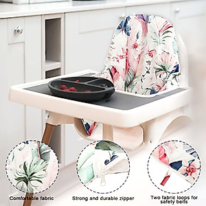 CARUILI Baby High Chair Cushion Cover, Inflatable Cushion Cover, High Chair Accessories, Removable and Machine Washable, Plant Printed (Cover Only)