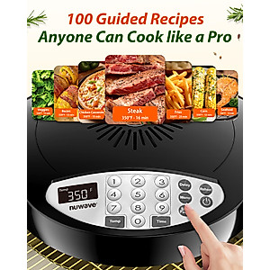Nuwave Oven Pro Plus Air Fryer, Infra-Red Countertop, 2025 Advanced Convection, No Defrosting or Preheating, Cook Fresh or Frozen, Durable Power Dome, 100 Presets & 50 Memory, PFAS Free, Black