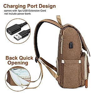 Terzini Bear Small Diaper Bag Backpack, Diaper Bags for Baby with USB Charging Port,Changing mat,Stroller Hooks (Brown)