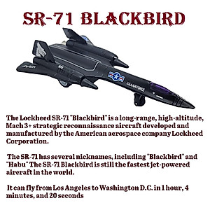 Zugar Land Die-Cast Pullback Stealth Bomber Models (4.25"-5.25") SR-71 Blackbird, F-22 Raptor, F-117 Nighthawk, B2 Bomber (SR-71 Blackbird)