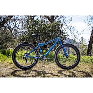 Mongoose Juneau Men and Womens Fat Tire Mountain Bike, 26x4-Inch Big Fat Wheels, 16-Speed Trigger Shifters, Adult Aluminum Mountain Frame, Blue