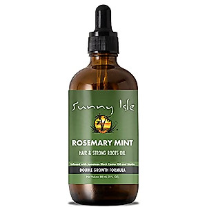 Sunny Isle Rosemary Mint Hair and Strong Roots Oil 3oz, Infused with Biotin & Jamaican Black Castor Oil to Strengthen and Nourish Hair Follicles, for Dry Scalp, Split Ends & All Hair Types